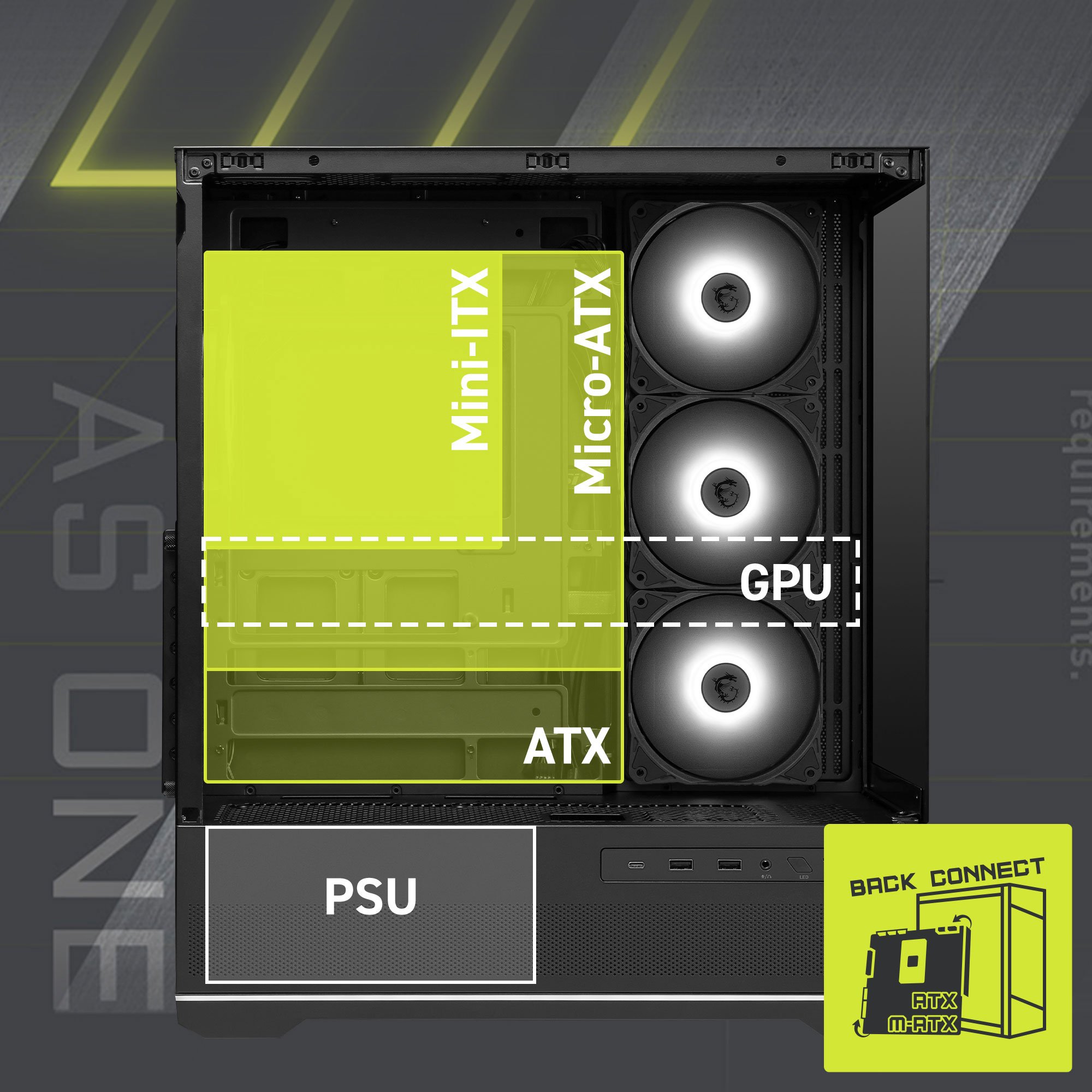 MSI MAG PANO 110R PZ - Mid-Tower Gaming PC Case - Tempered Glass Side Panel - 4 x 120mm ARGB ...